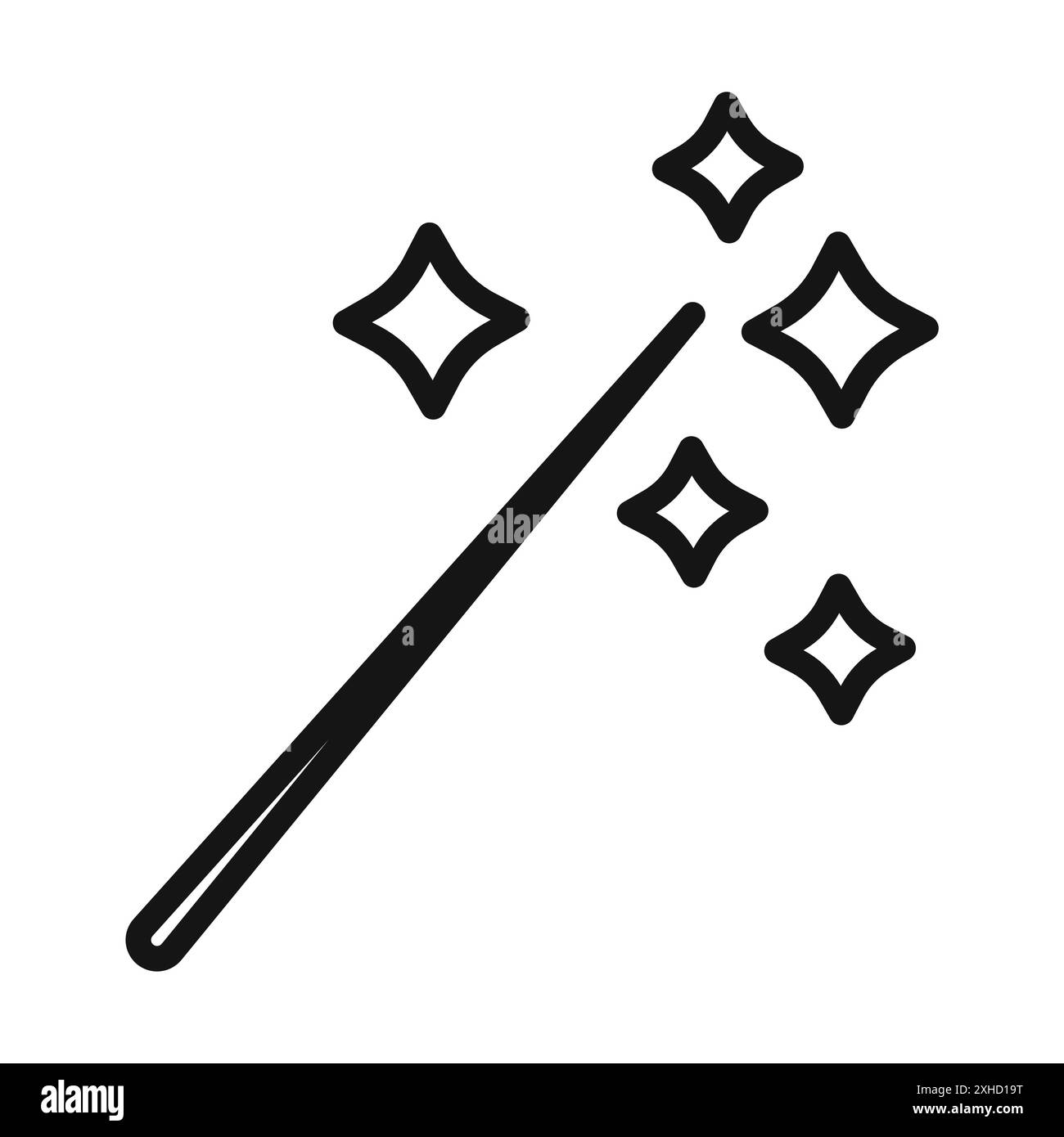 Magic wand icon Vector symbol or sign set collection in black and white ...