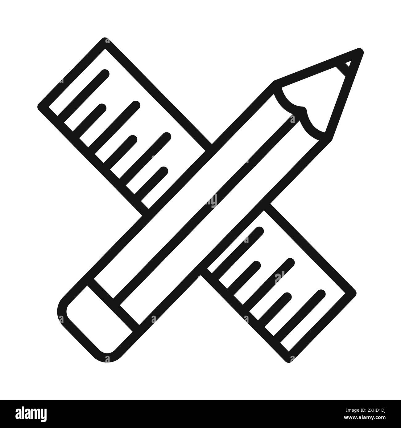 Pencil and ruler icon Vector symbol or sign set collection in black and ...
