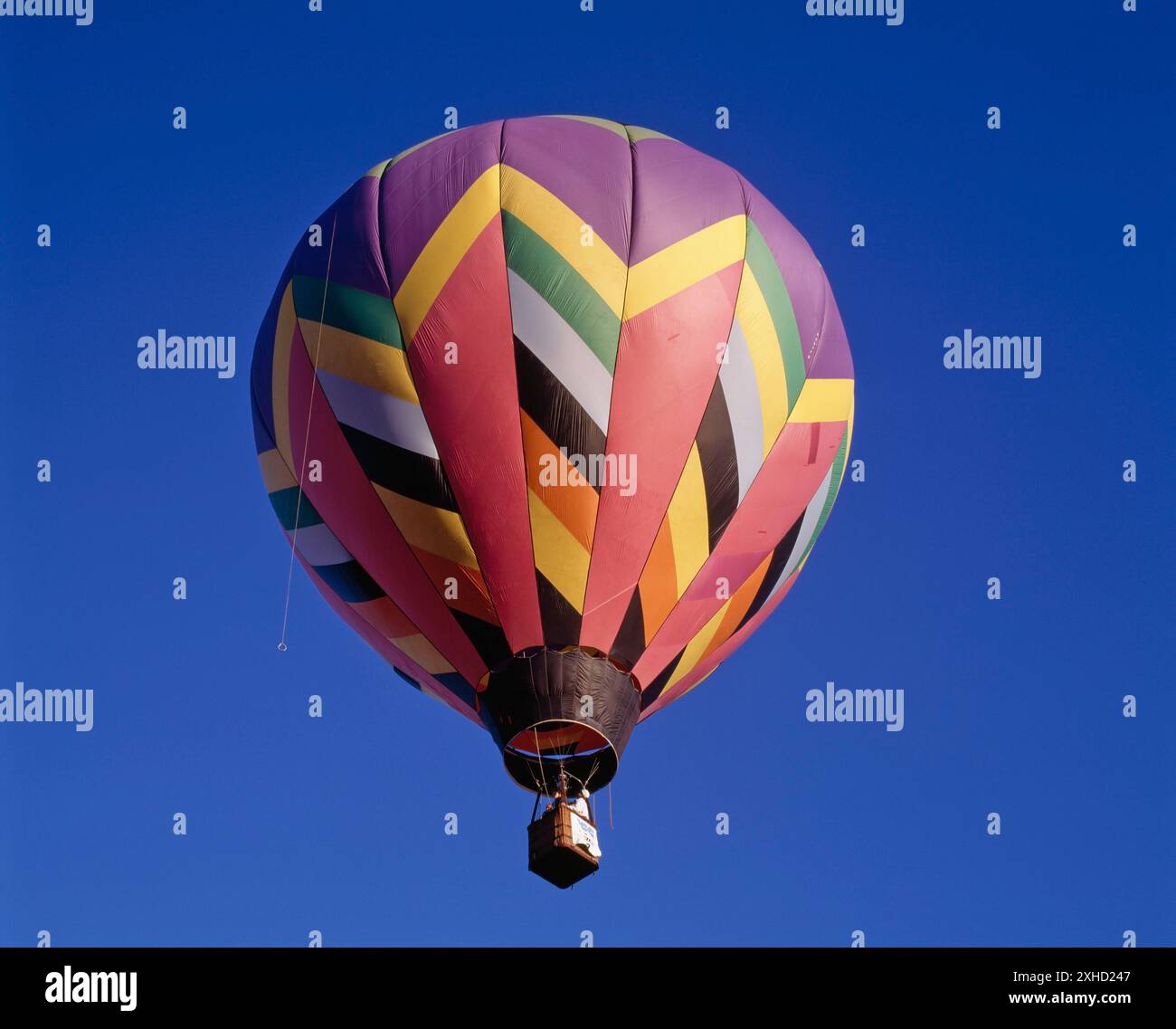 Colourful hot air balloon in flight, Gatineau, Outaouais, Quebec ...