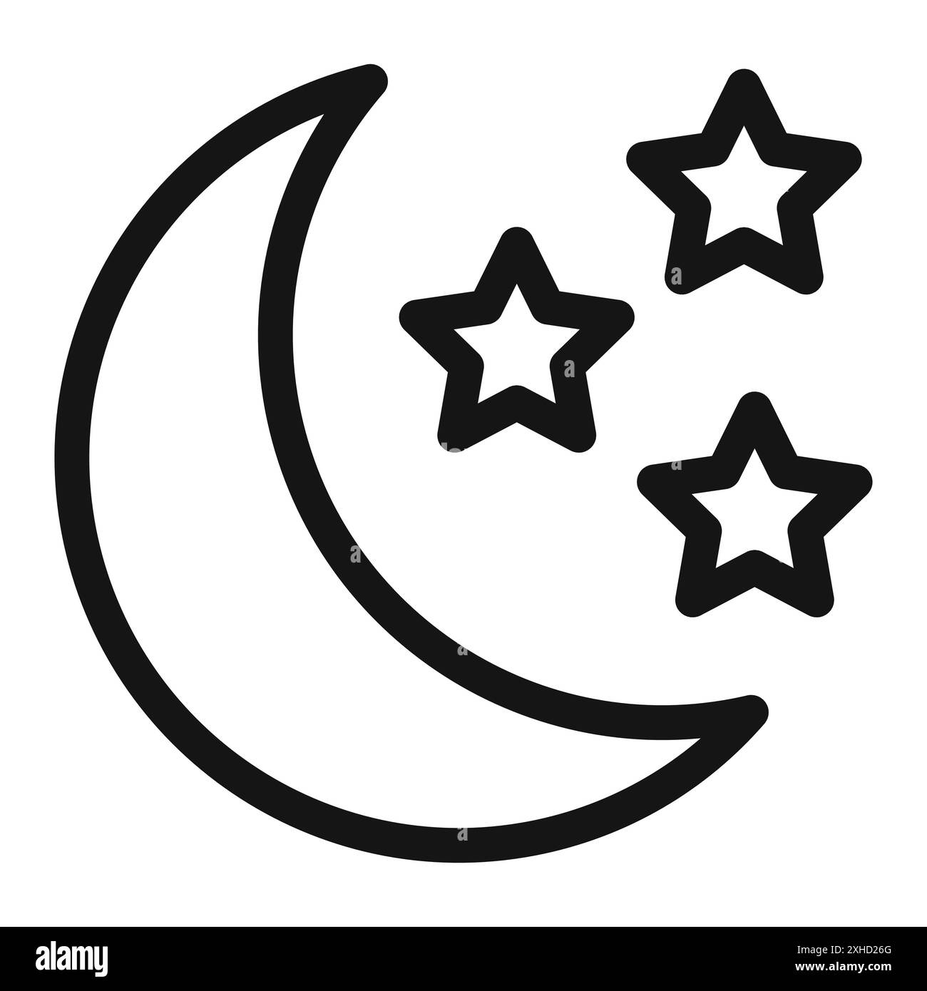 Moon stars icon Vector symbol or sign set collection in black and white ...