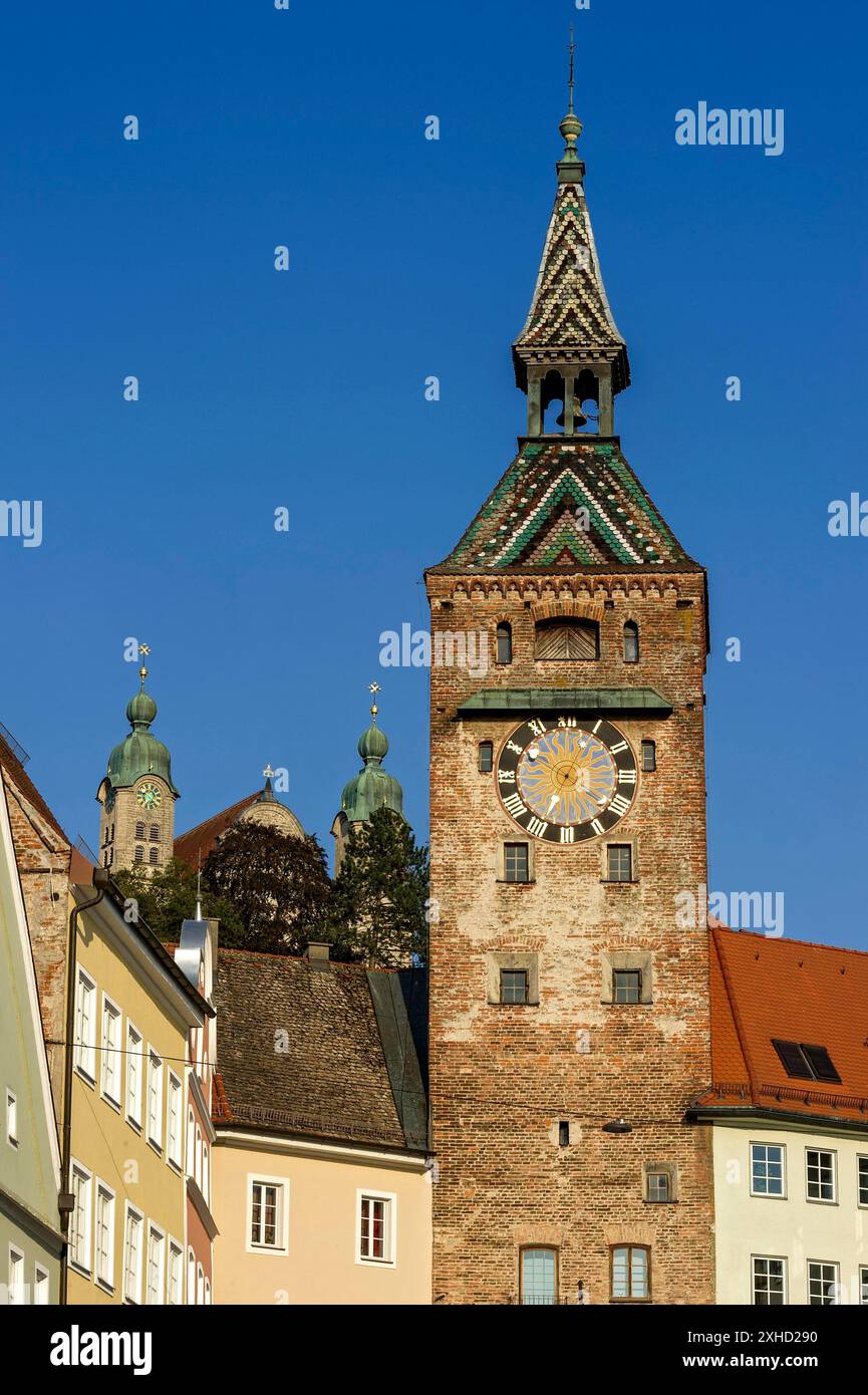 Medieval gate tower, town gate Schmalzturm or beautiful tower, main ...