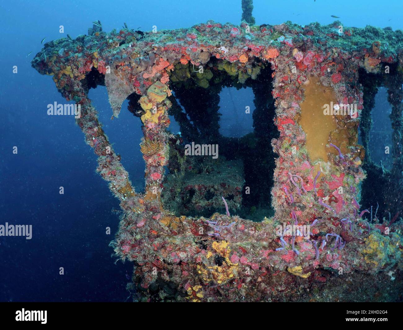 Superstructure on the wreck of the USS Spiegel Grove, dive site John ...