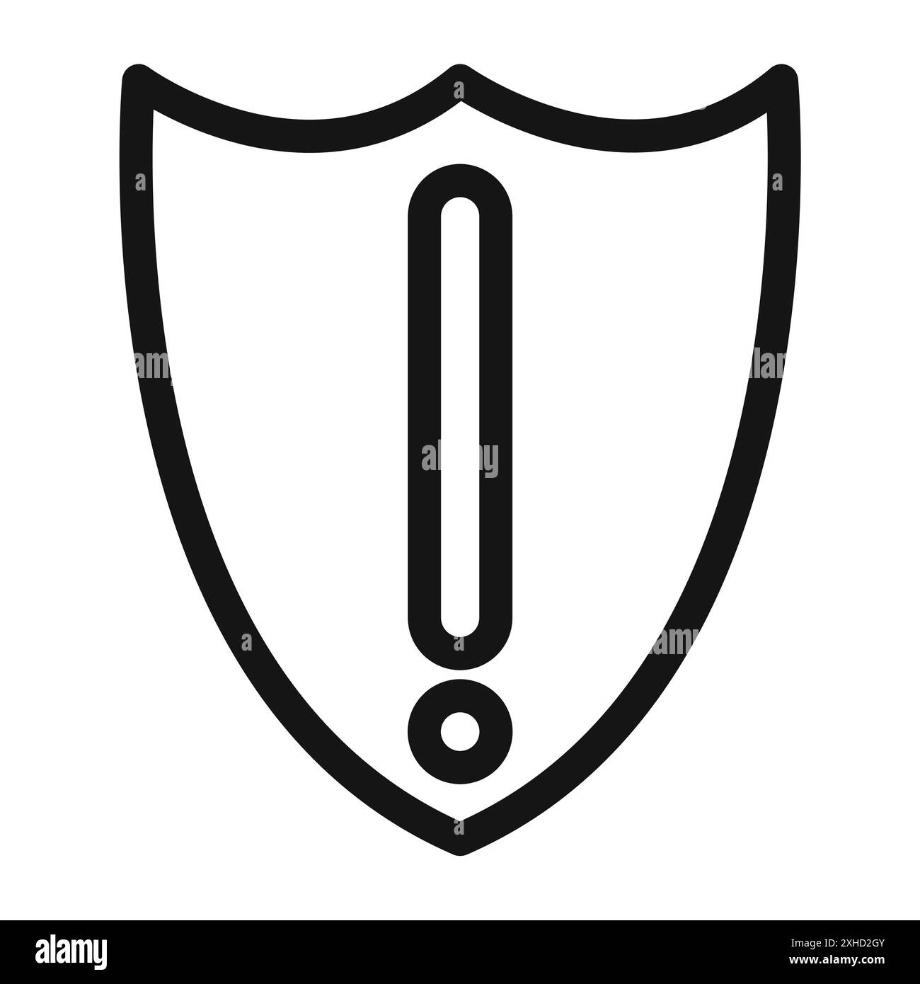 Shield exclamation icon logo sign vector outline in black and white ...