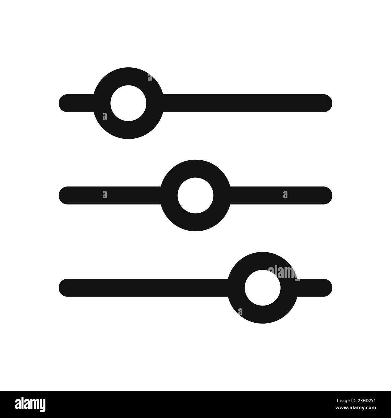 Settings sliders icon Vector symbol or sign set collection in black and ...