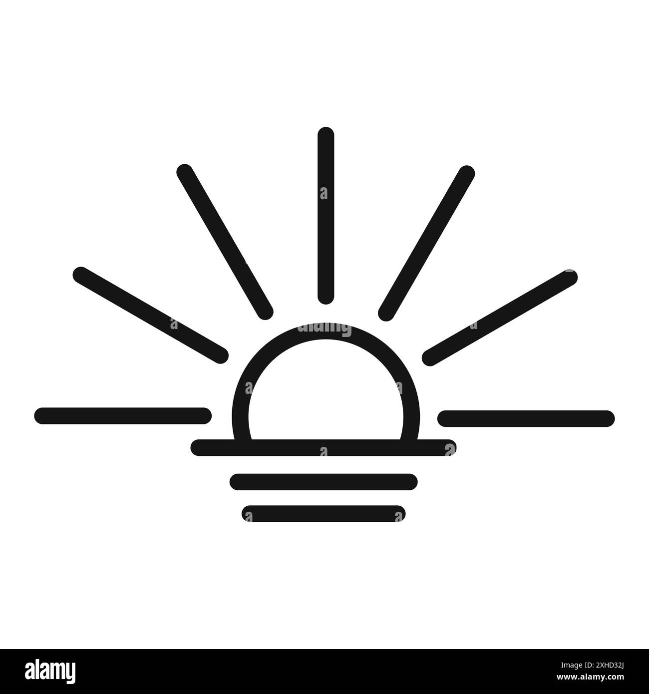Sunrise icon Vector symbol or sign set collection in black and white ...