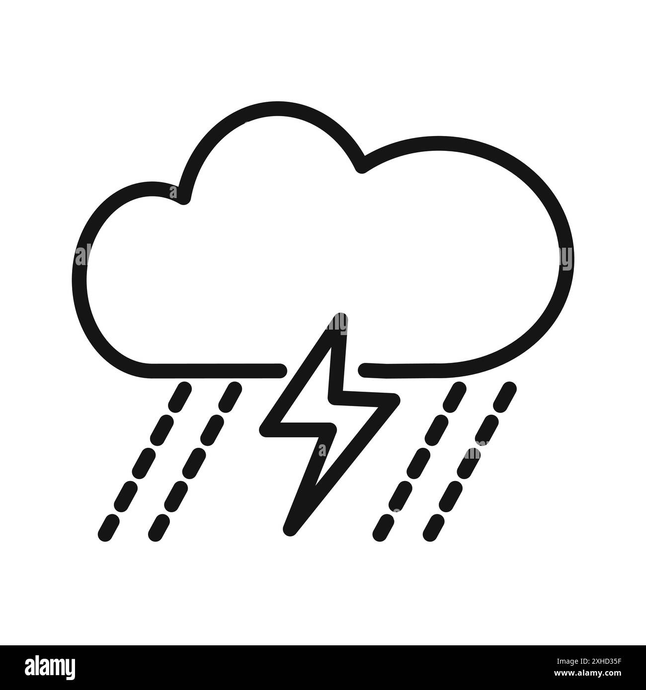 Thunderstorm icon Vector symbol or sign set collection in black and ...