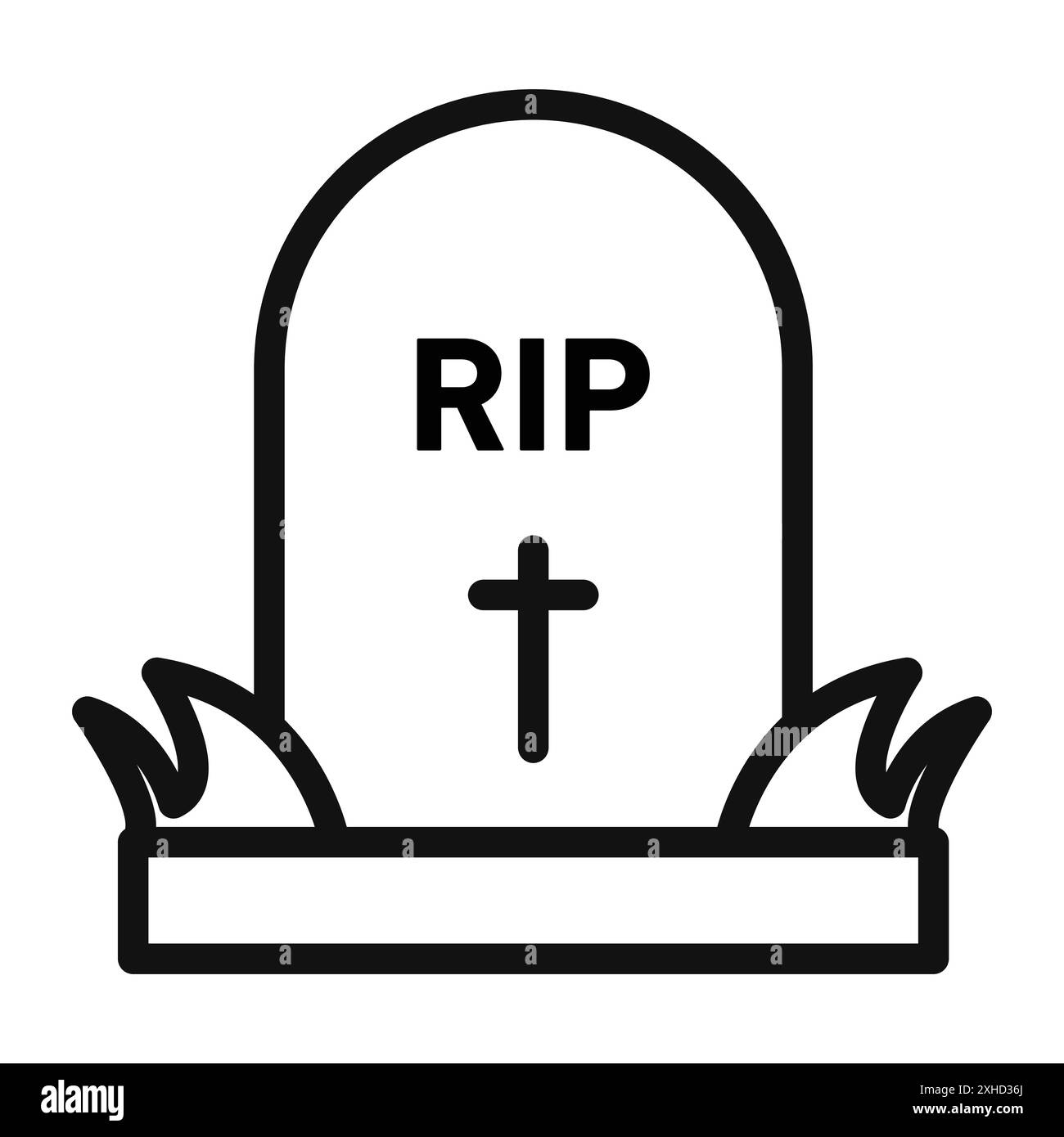 Tombstone icon Vector symbol or sign set collection in black and white outline Stock Vector ...