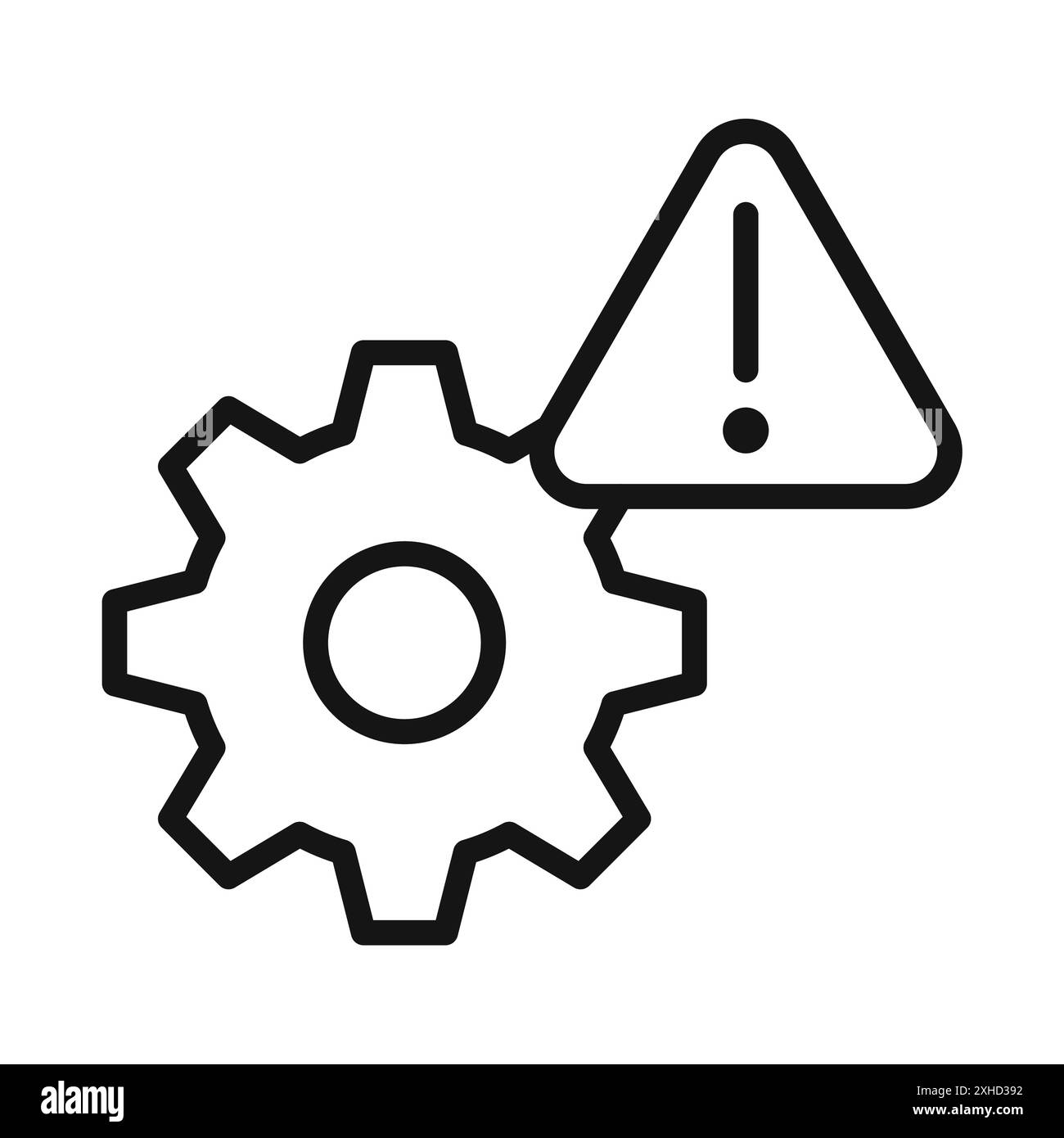 Technical warning icon Vector symbol or sign set collection in black ...