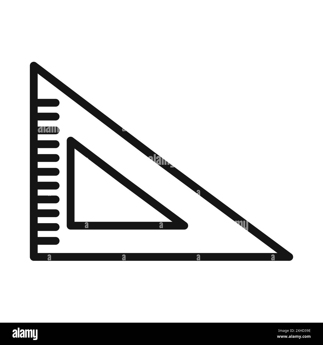 Triangle Ruler icon Vector symbol or sign set collection in black and white outline Stock Vector ...