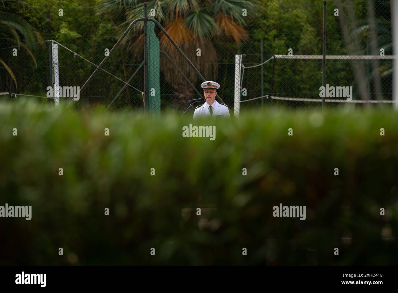 Captain Pierre Suleau is seen during the official ceremony to take ...