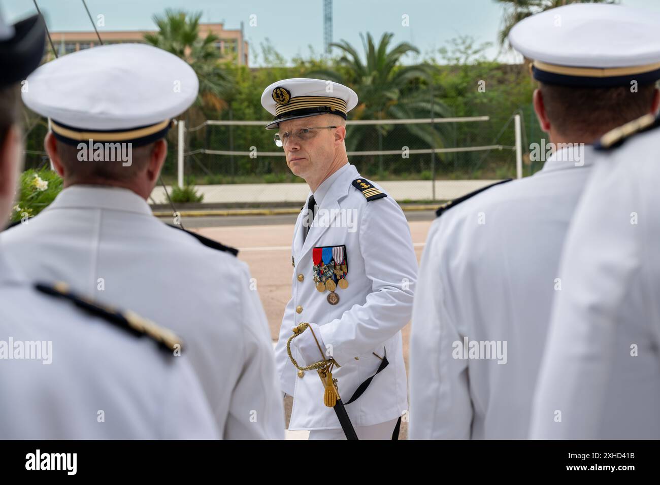 Captain Pierre Suleau is seen during the official ceremony to take ...