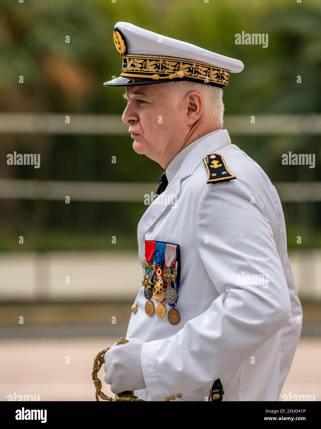 Rear Admiral Sébastien Rosier is seen during the official ceremony for ...