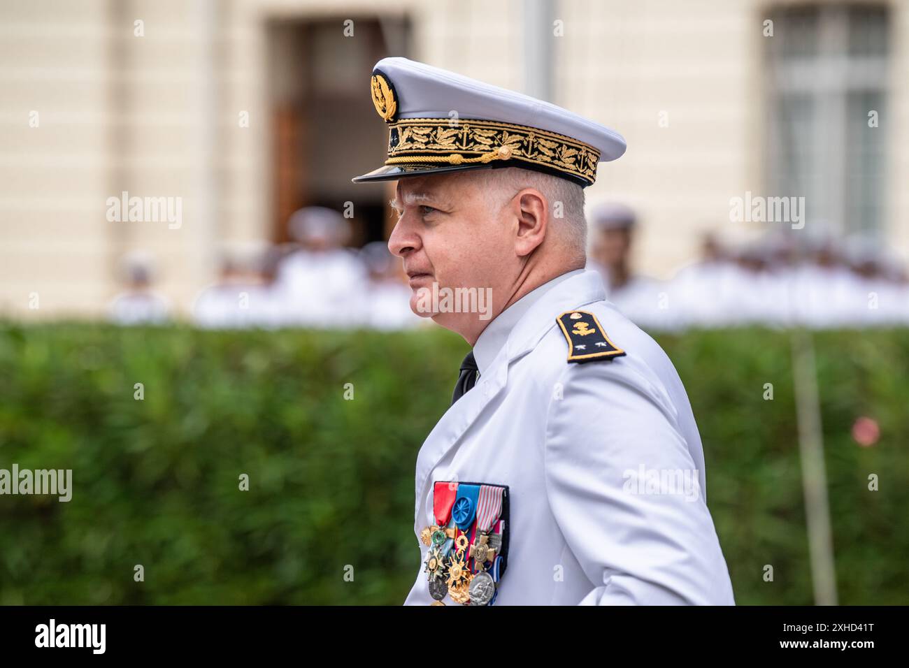 Rear Admiral Sébastien Rosier is seen during the official ceremony for ...
