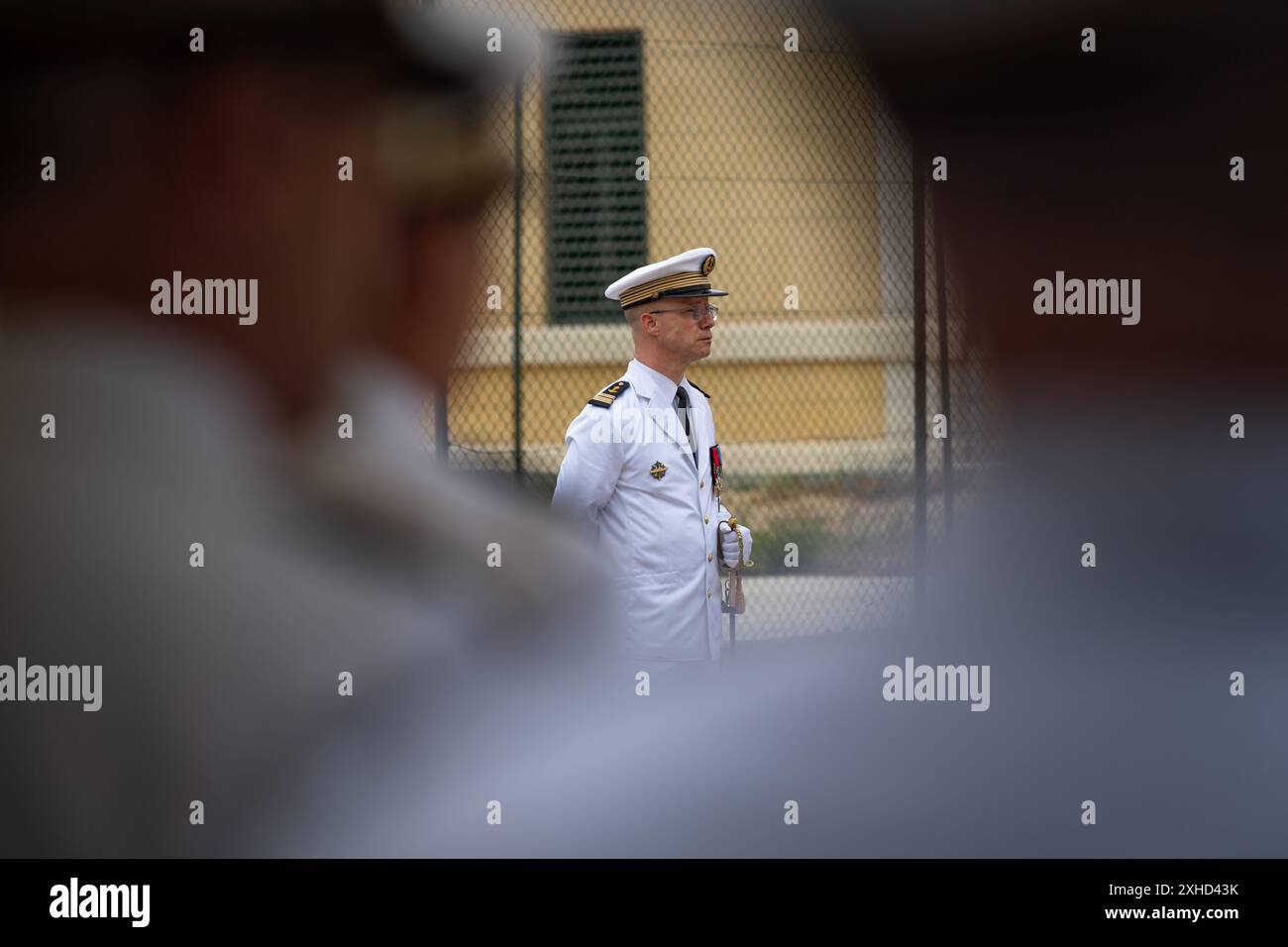 Captain Pierre Suleau is seen during the official ceremony to take ...