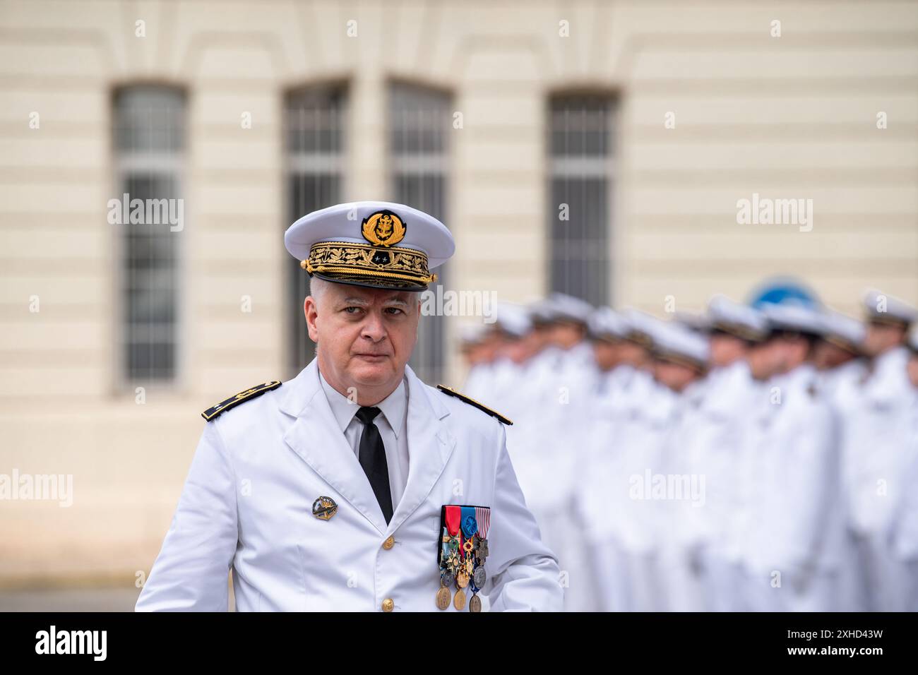 Rear Admiral Sébastien Rosier is seen during the official ceremony for ...
