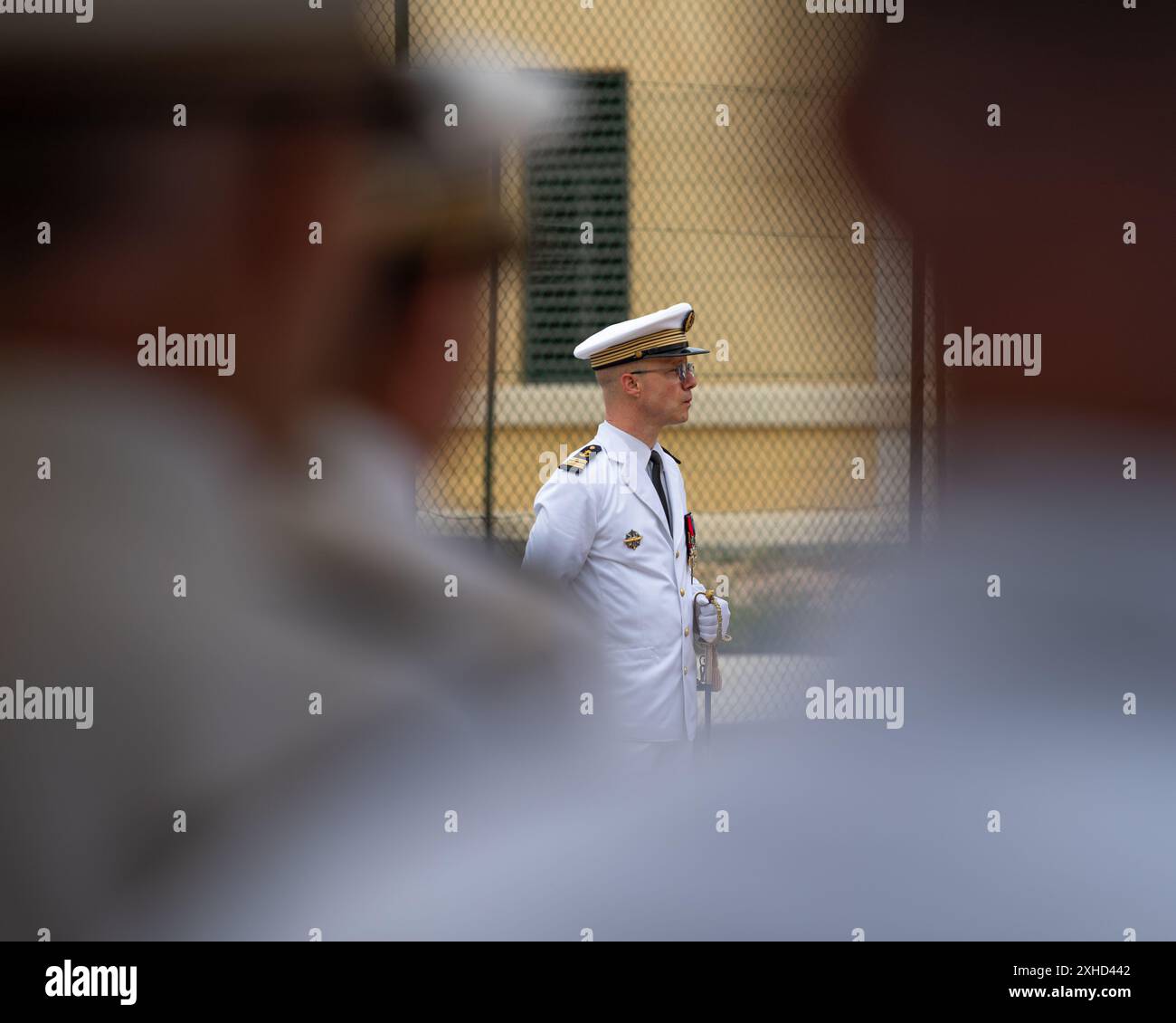 Captain Pierre Suleau is seen during the official ceremony to take ...