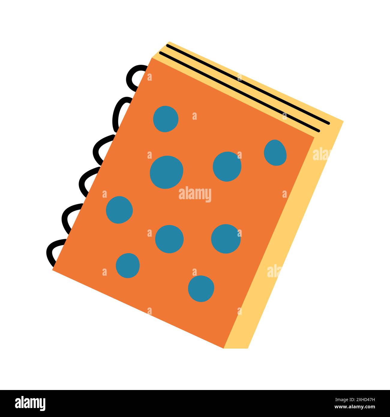 Orange polka-dotted notebook with blue spots and spiral binding on a ...