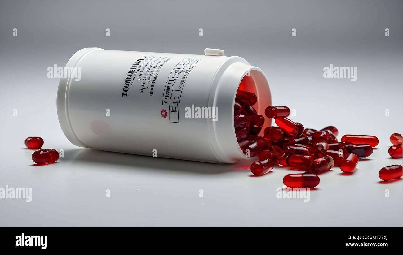 white cylindrical medicine container with no inscriptions, turned on ...