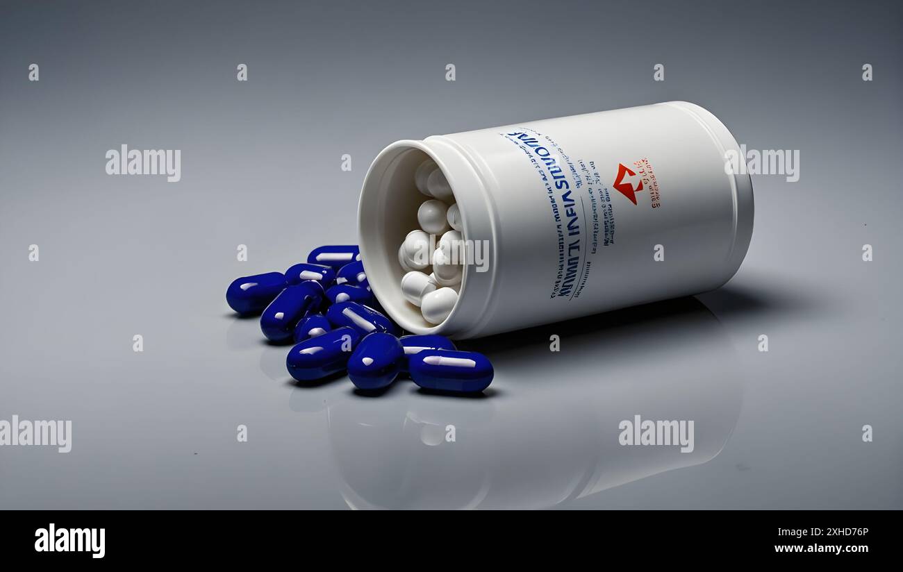 white cylindrical medicine container with no inscriptions, turned on ...