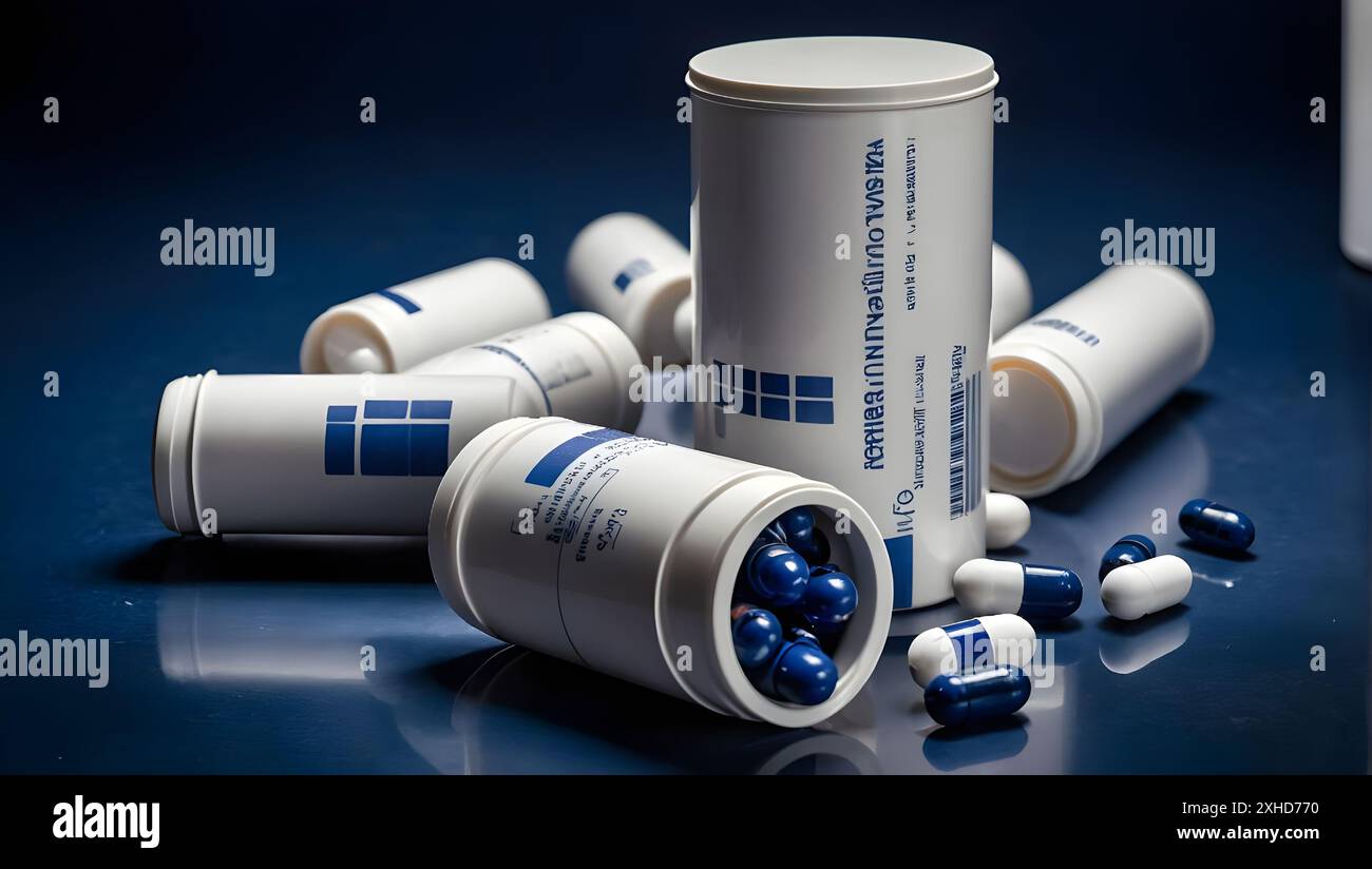 white cylindrical medicine container with no inscriptions, turned on ...