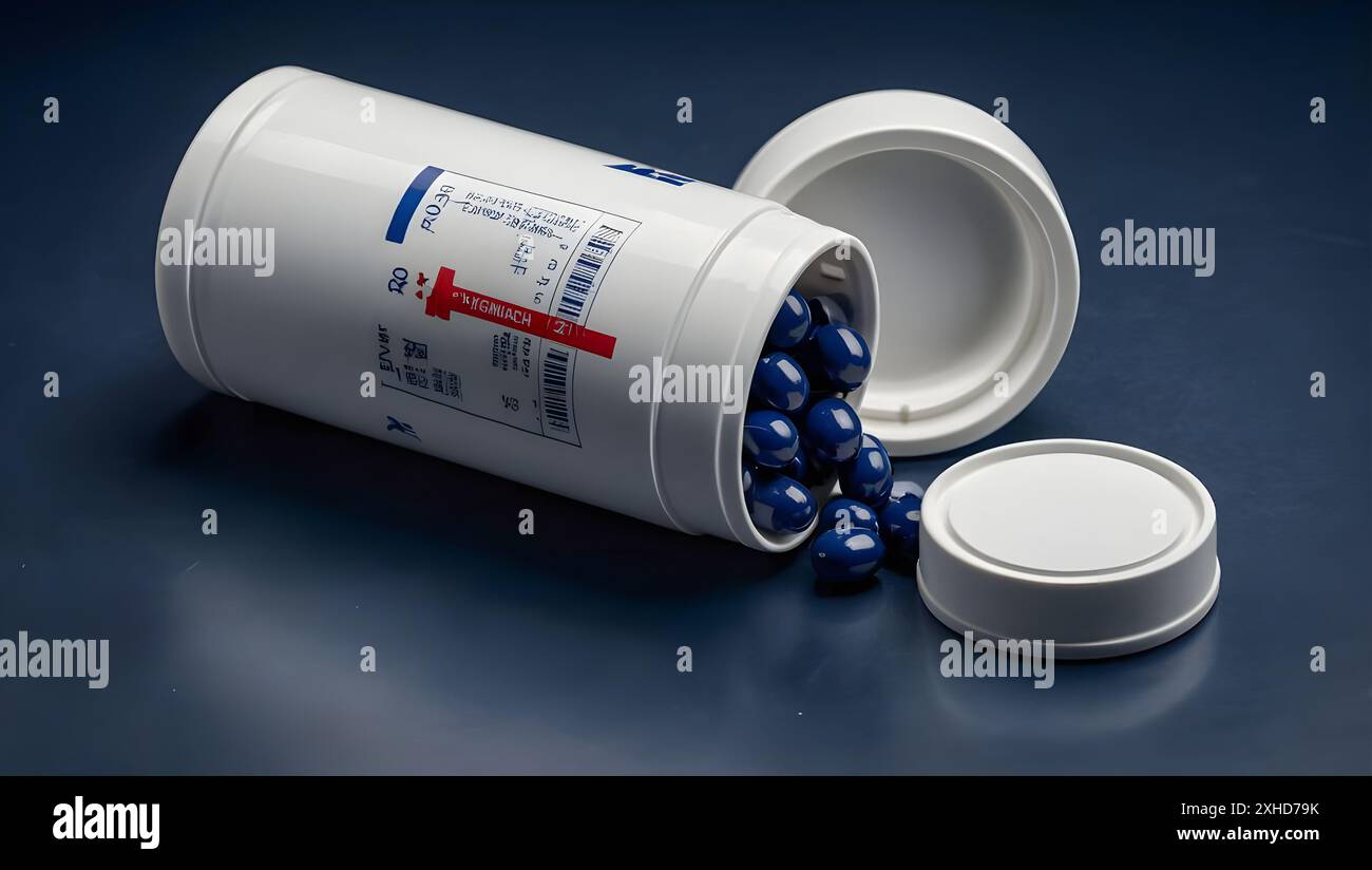 white cylindrical medicine container with no inscriptions, turned on ...