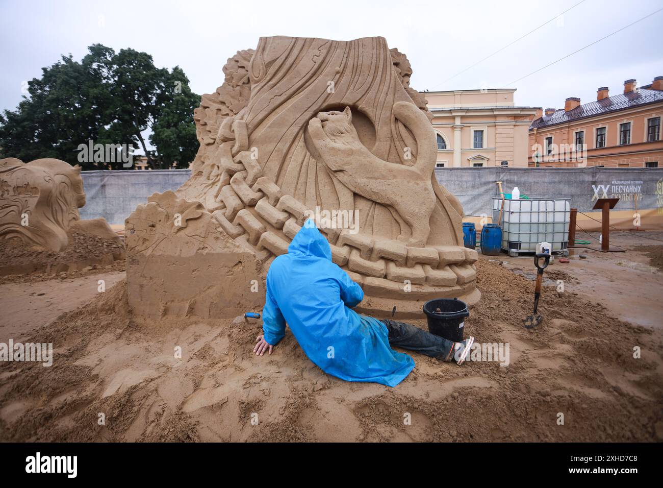 A man of sculptures creates a composition of an excerpt from the poem ...