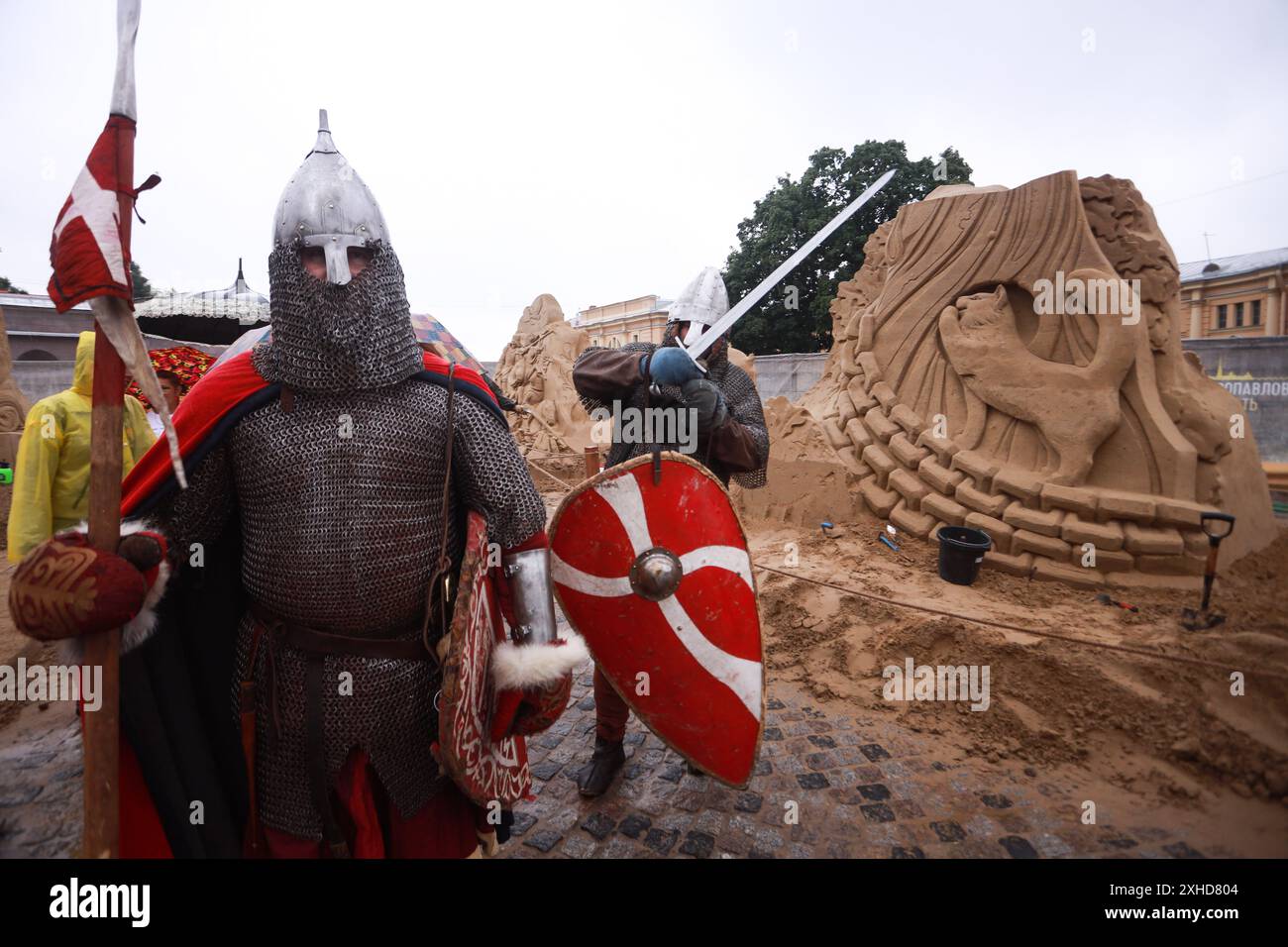 St. Petersburg, Russia. 12th July, 2024. Animators dressed as knights ...