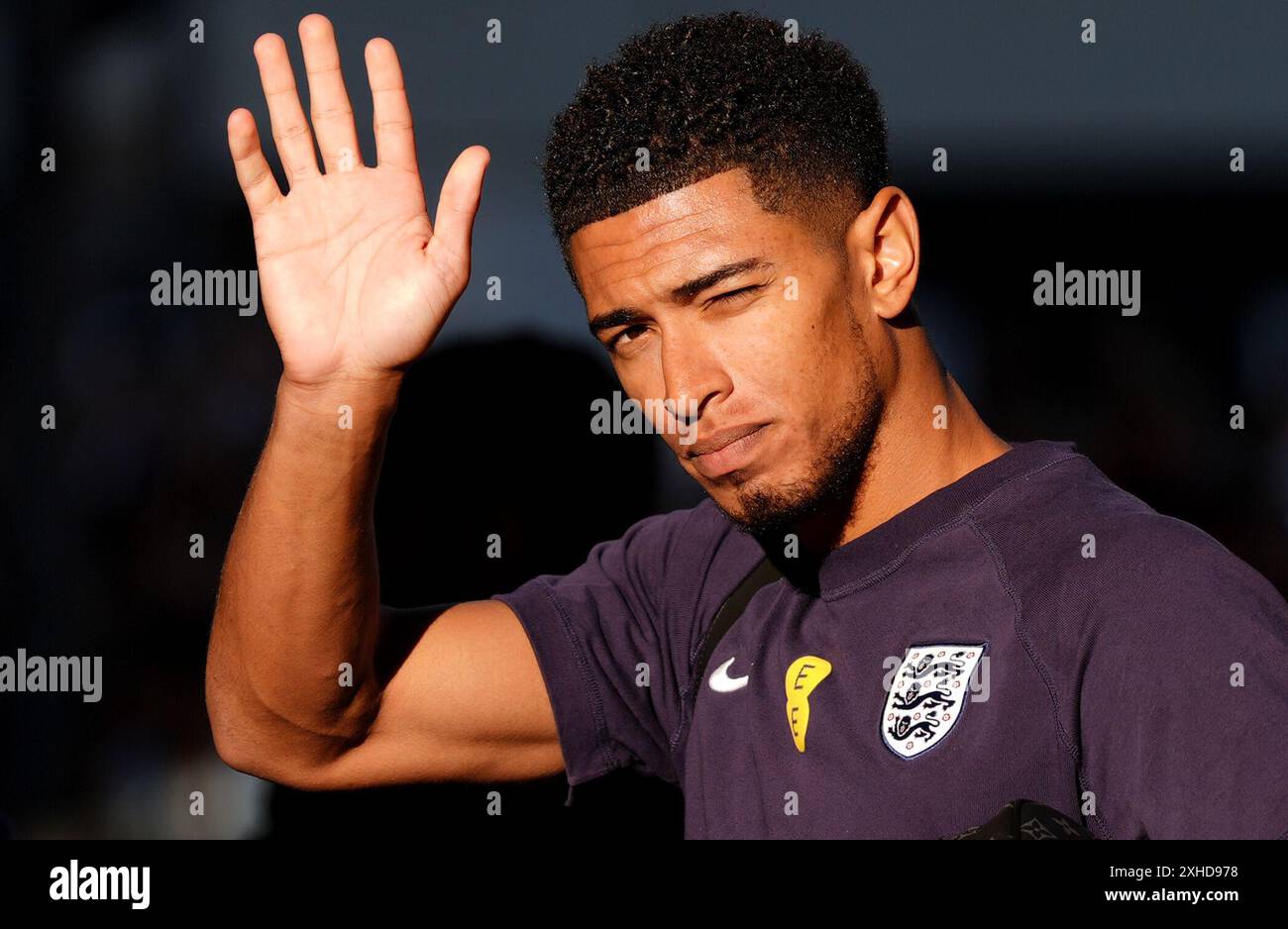 England's Jude Bellingham arrives at the team hotel in Berlin, Germany ...