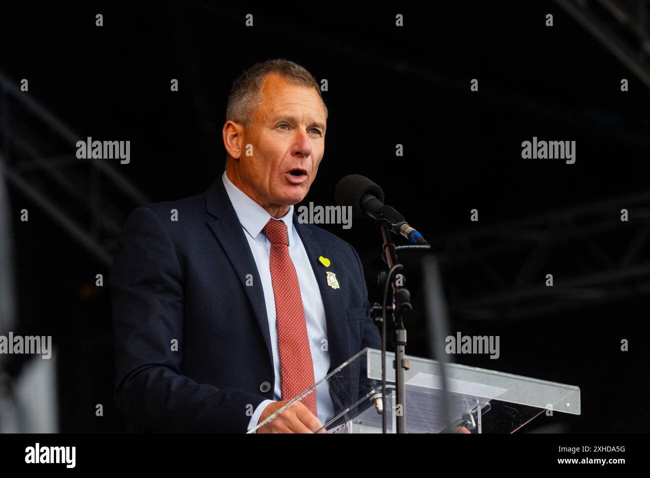 Durham, UK. 13 JUL, 2024. Stephen Guy, chairman of the Durham Miners ...