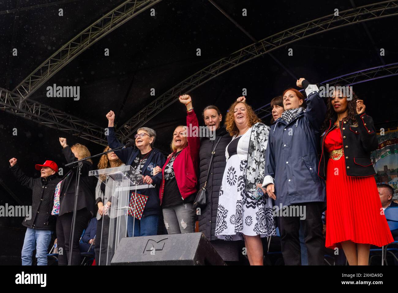 Durham, UK. 13 JUL, 2024. Women against pit closures on the main stage ...