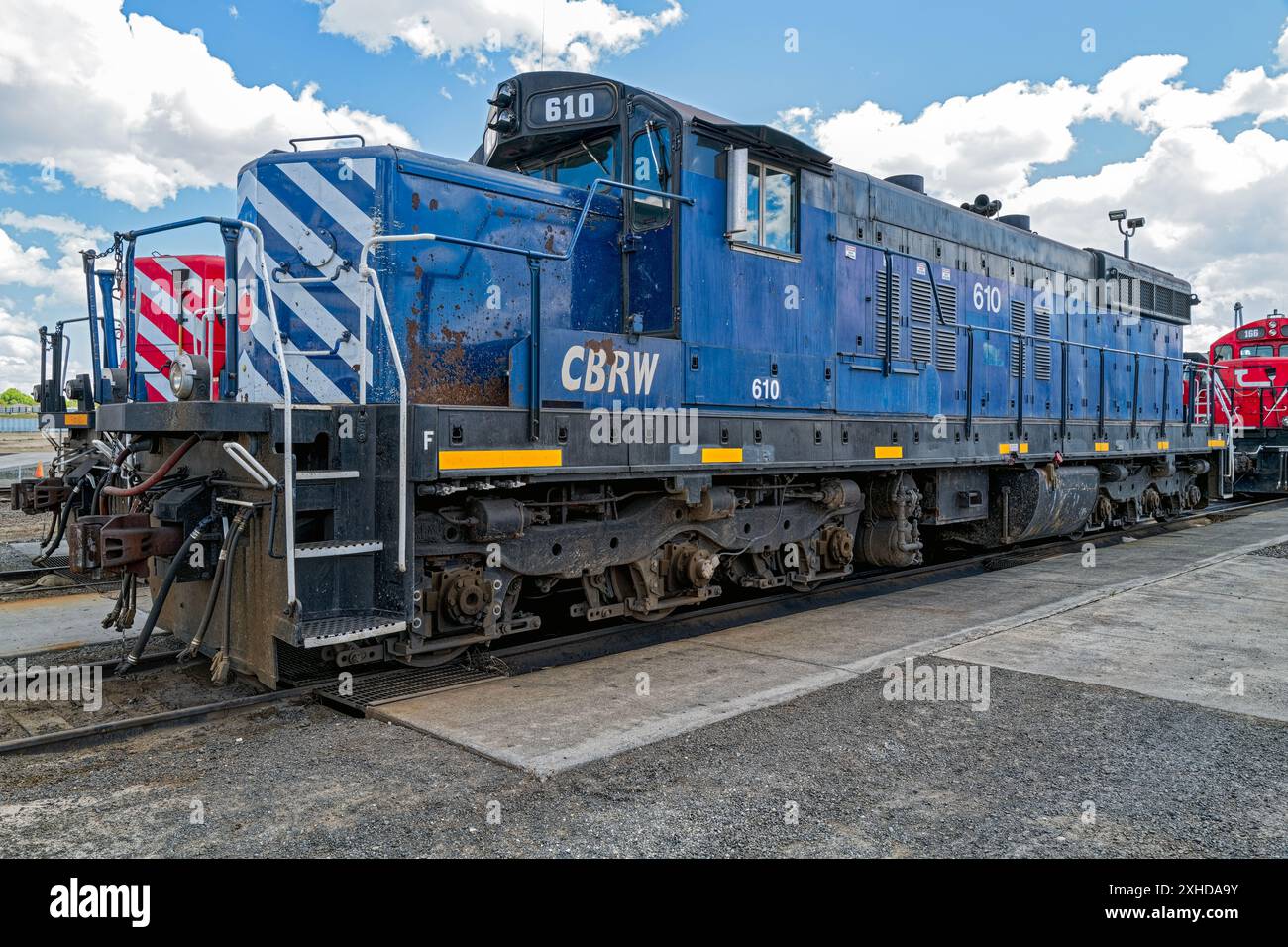 Locomotive 610 parked at the Columbia Basin Railroad railyard in Warden ...