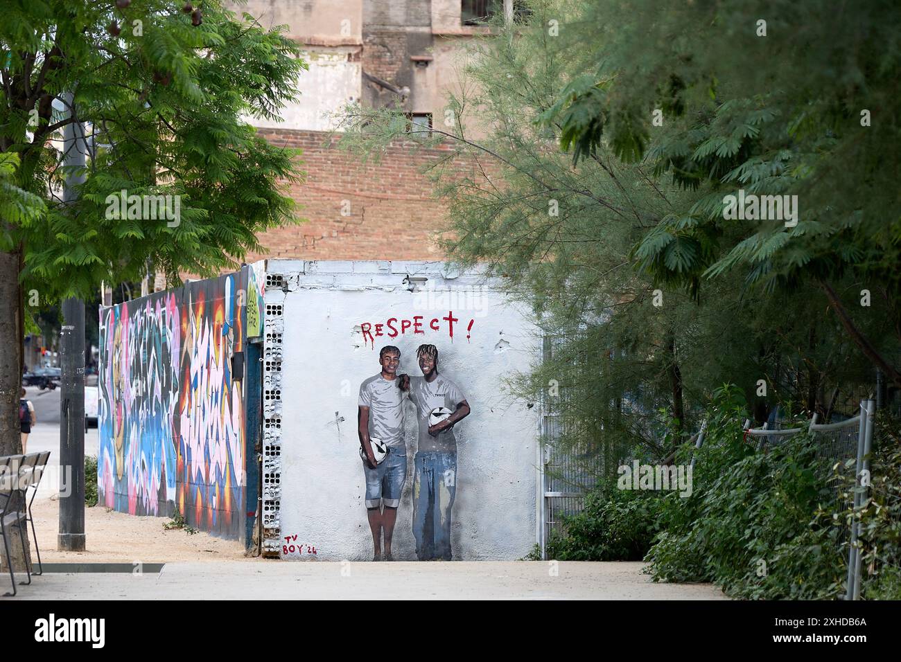 Graffiti by the artist TV Boy featuring Lamine Yamal and Nico Williams ...