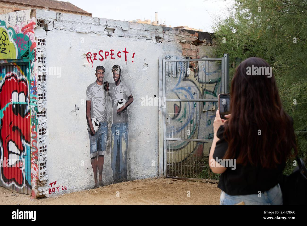 Graffiti by the artist TV Boy featuring Lamine Yamal and Nico Williams ...