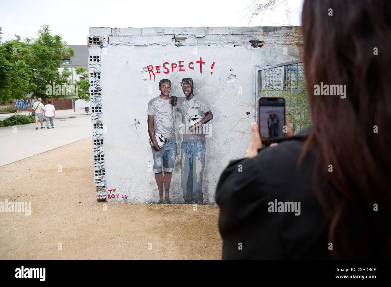 Graffiti by the artist TV Boy featuring Lamine Yamal and Nico Williams ...