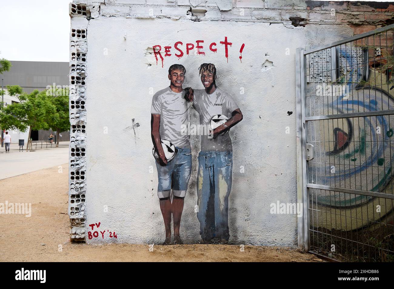 Graffiti by the artist TV Boy featuring Lamine Yamal and Nico Williams ...