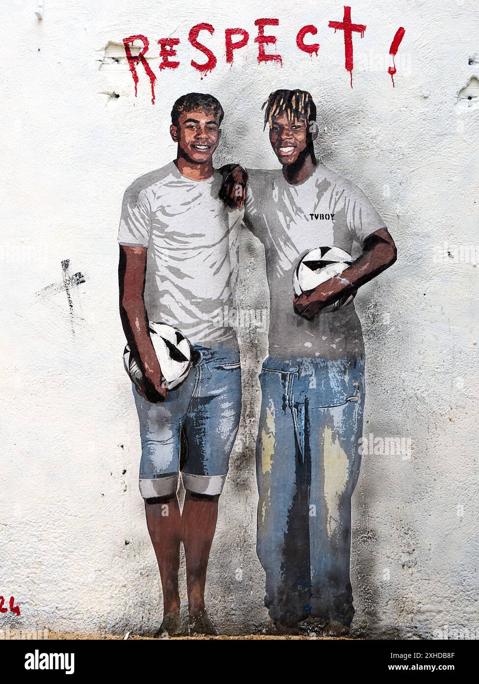 Graffiti by the artist TV Boy featuring Lamine Yamal and Nico Williams ...