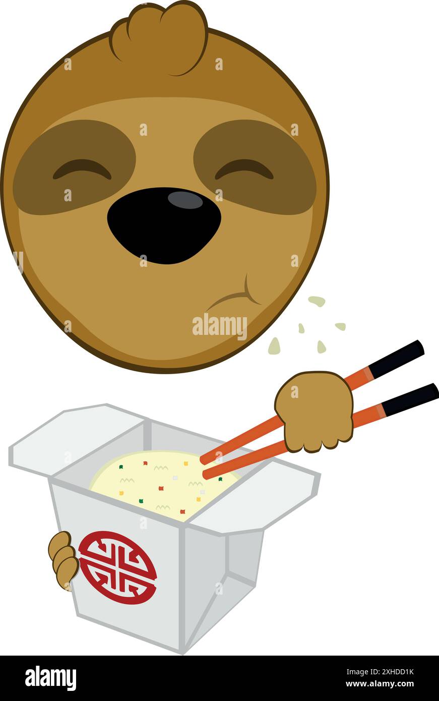 vector illustration face bear sloth character animal cartoon, eating ...
