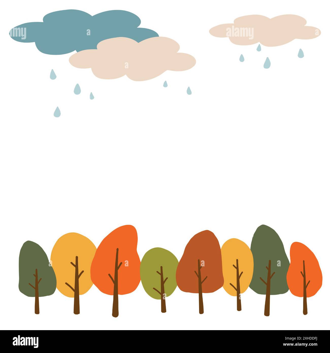Colorful Trees Under autumn Rain vector Stock Vector Image & Art - Alamy