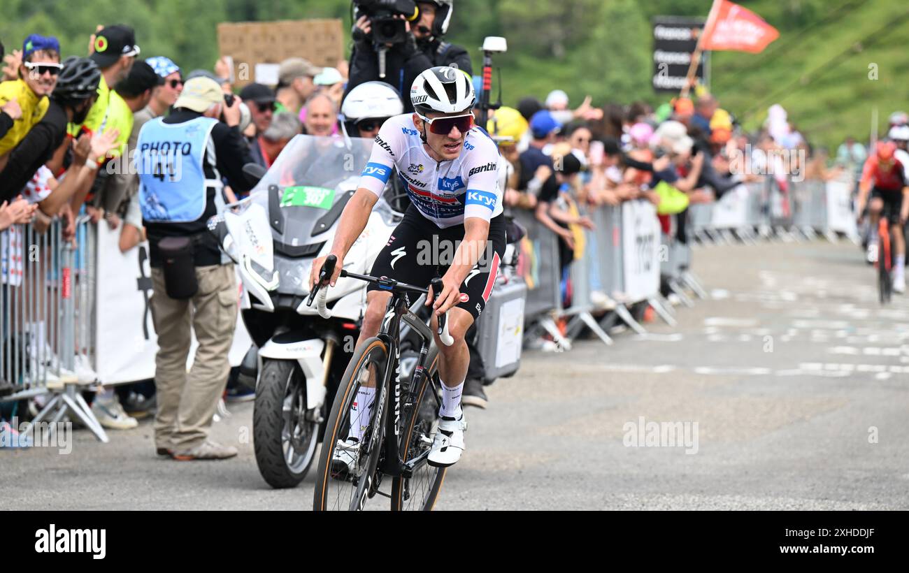 Remco Evenepoel climbs Pla d'Adet Tour de France 2024 Stock Photo - Alamy