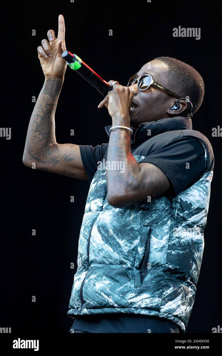 Eden Project, Bodelva, UK 13th Jul 2024. Tinchy Stryder performs at the ...