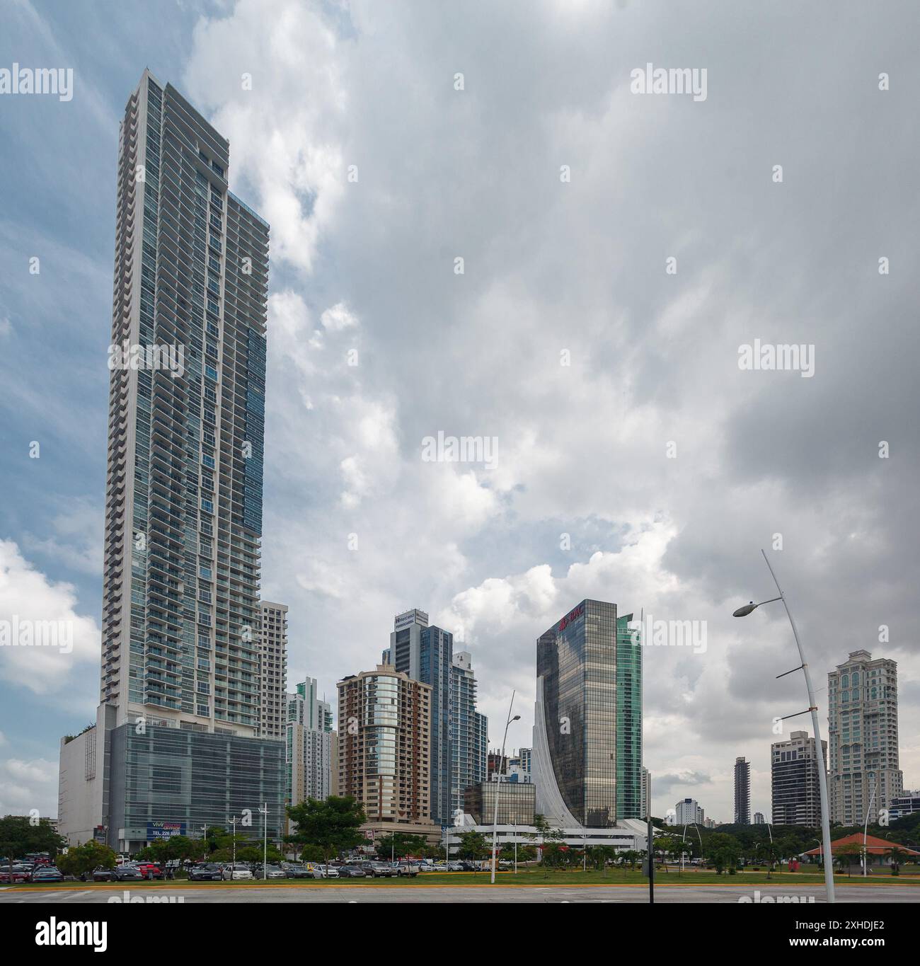 The modern architecture of the tower skyscrapers of downtown district ...