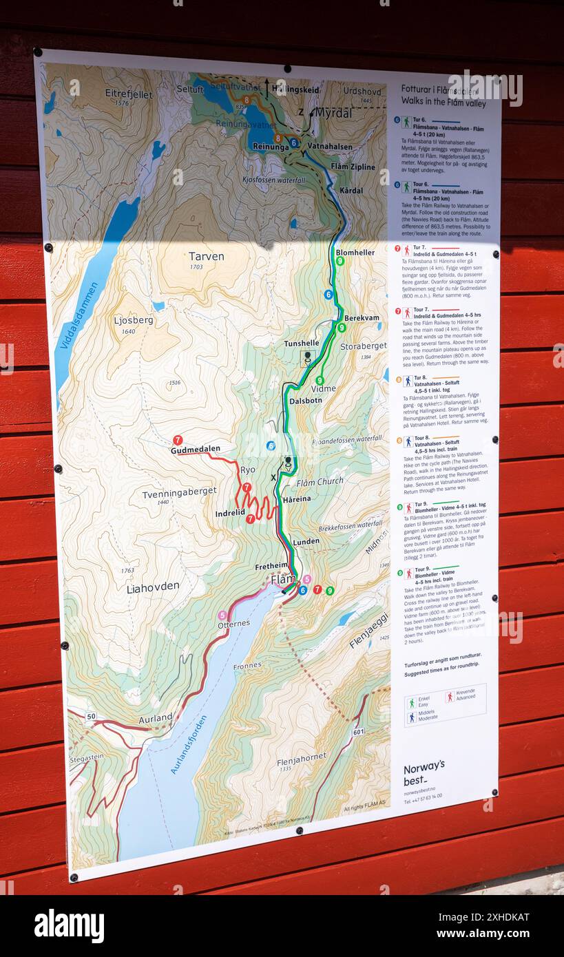 A map in Flam, Norway, during May Stock Photo - Alamy