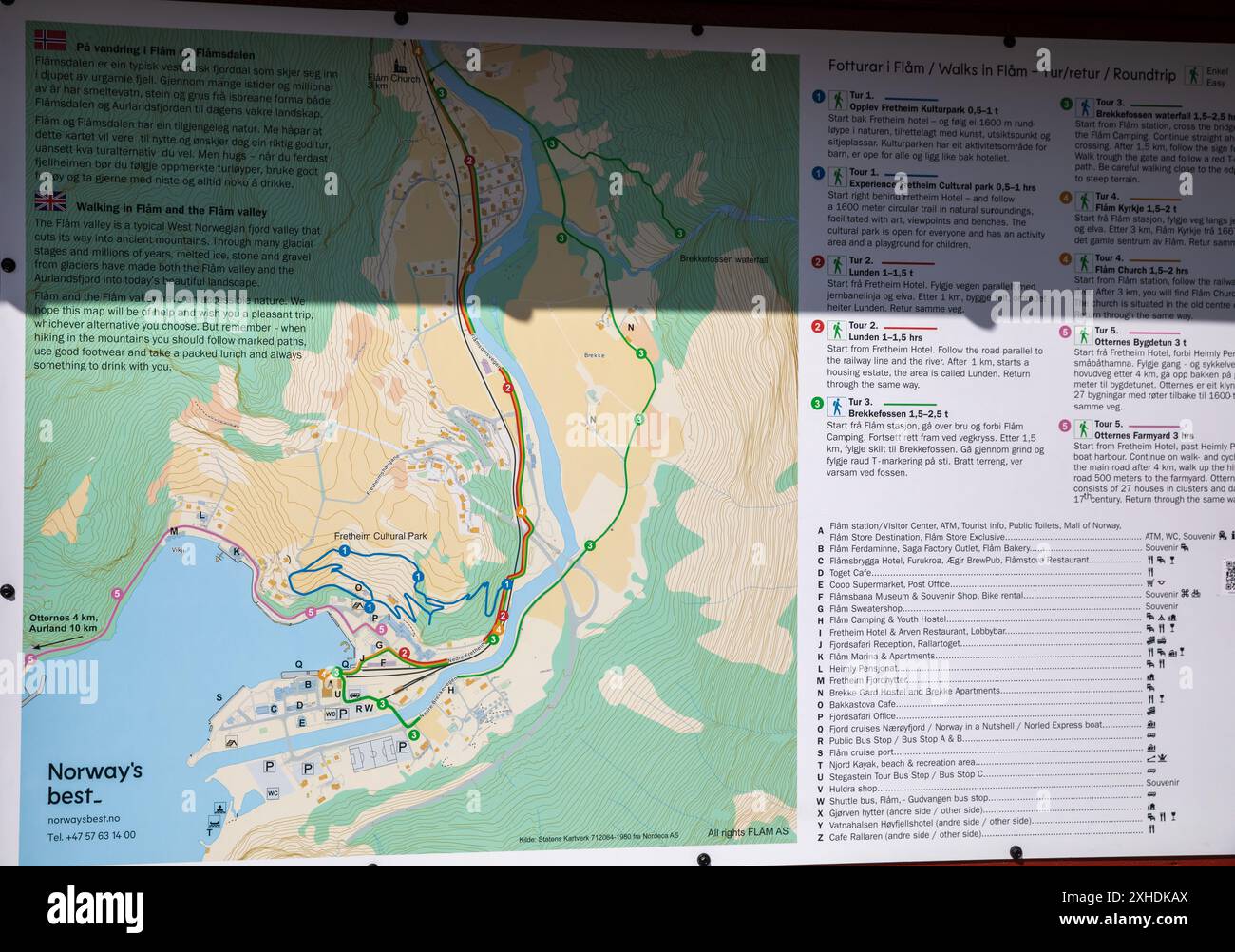 A map in Flam, Norway, during May Stock Photo - Alamy