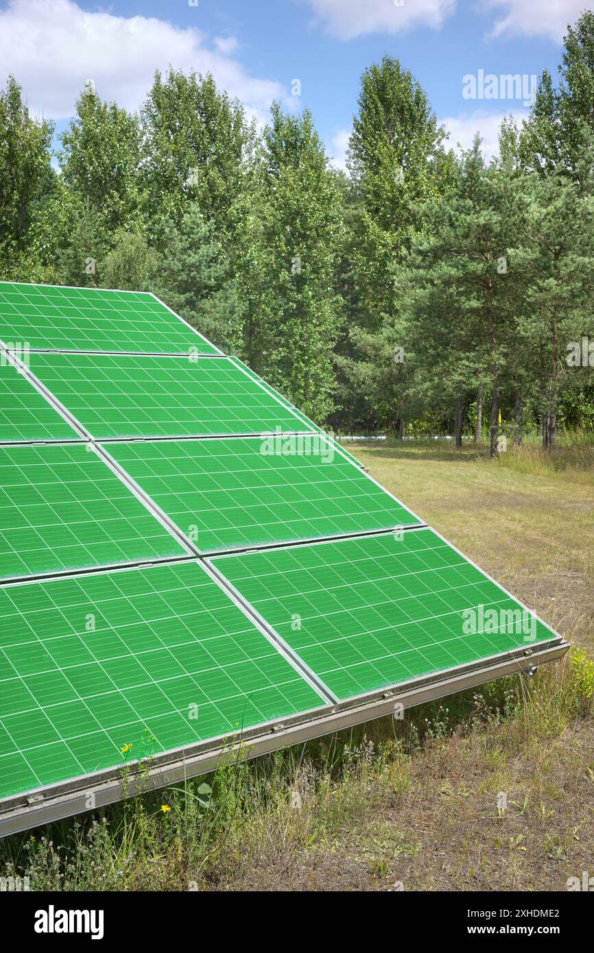 Photo of green solar panels, selective focus Stock Photo - Alamy