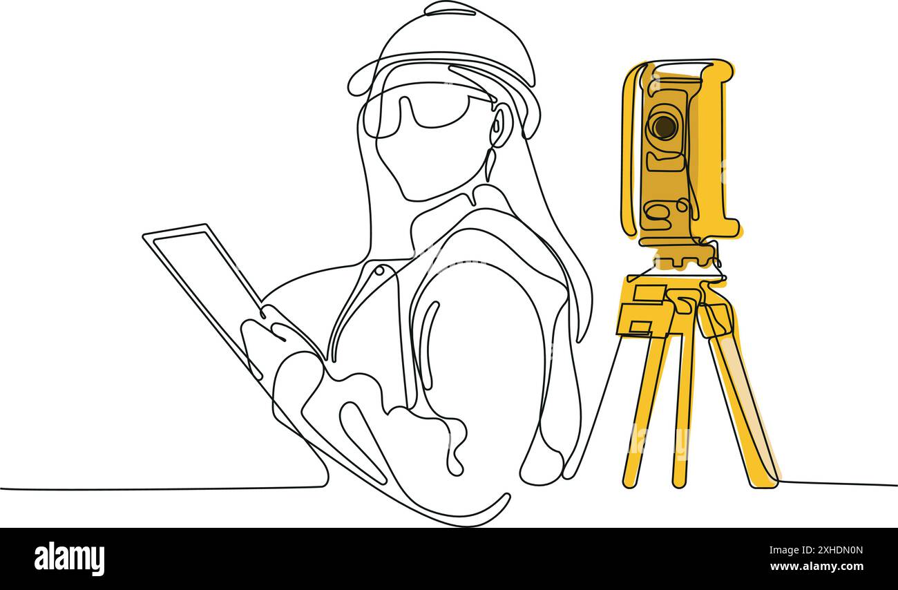 Close up of Caucasian worker with helmet on head using tablet for work ...