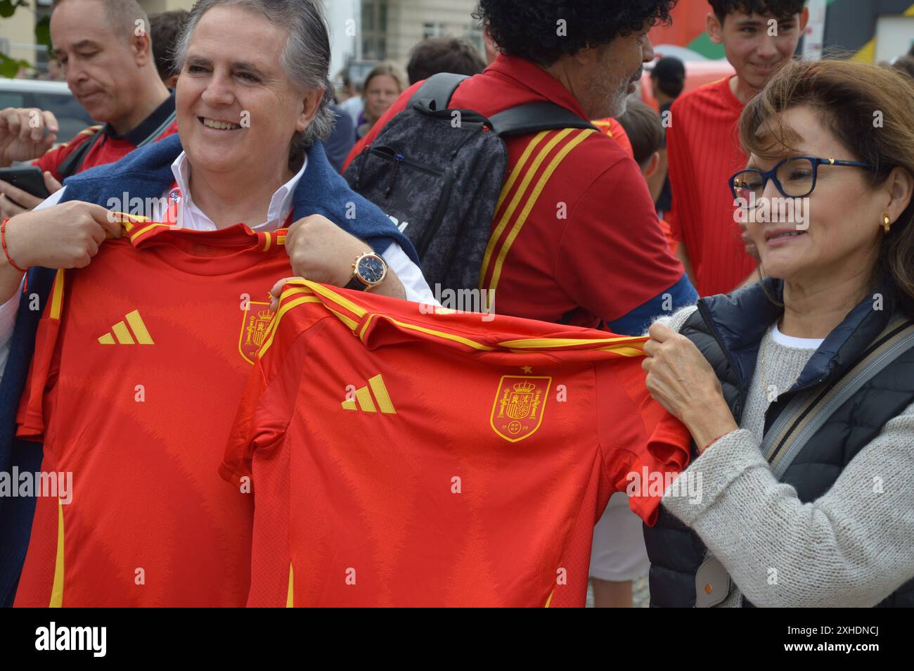 Berlin, Germany - July 13, 2024 - Spanish football fans at Pariser ...