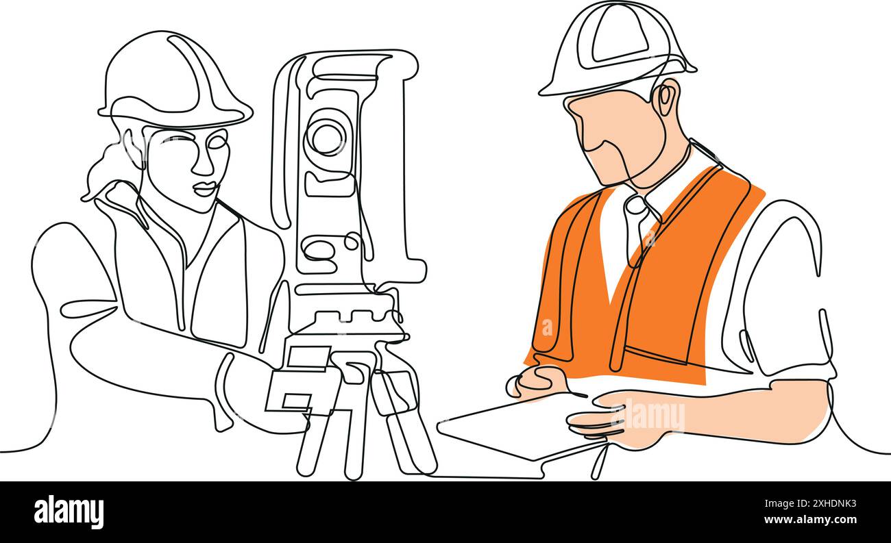 Close up of Caucasian worker with helmet on head using tablet for work ...