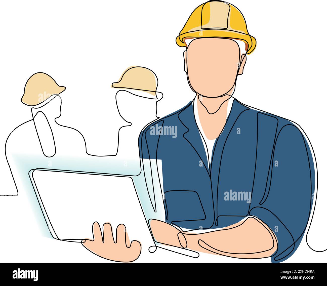 construction manager and engineer working on building site. Vector ...