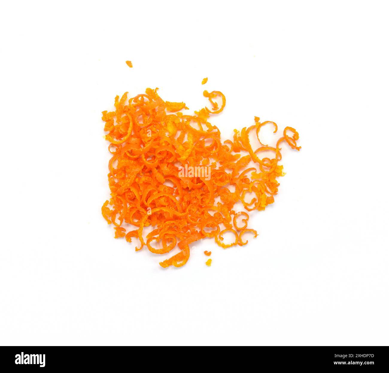 Fresh Orange Zest. Grated Orange Rinds Isolated. Raw Citrus Peel ...