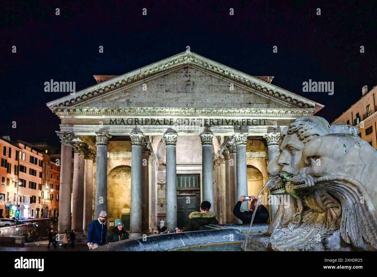 Italy, Rome - November 26, 2023: Pantheon and Fountain of Pantheon ...
